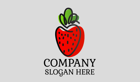 Stilize Kırmızı Çilek Logosu - Drawlogo